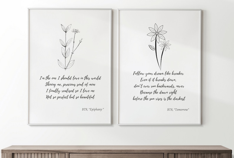BTS QUOTES Set of 6 Printable Art Wall Instant Download - Etsy