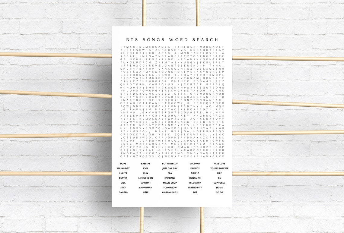 BTS Songs Word Search Puzzle BTS Printable, KPOP Printable, Instant ...