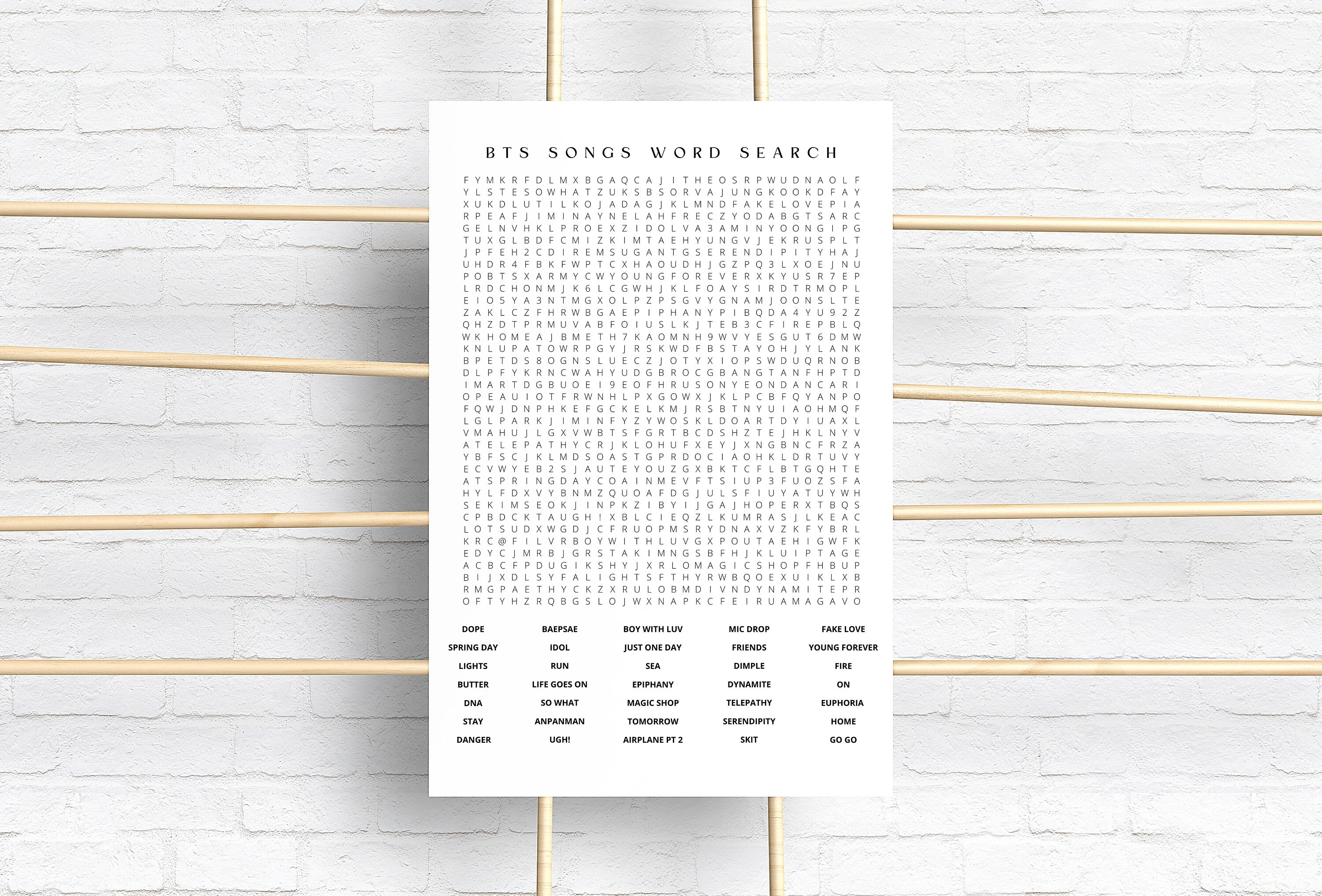 BTS Songs Word Search Puzzle BTS Printable, KPOP Printable, Instant ...