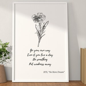 BTS QUOTES| Set of 6, Printable Art Wall, Instant Download, KPOP Quote ...