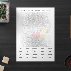 BTS Songs Word Search Puzzle ~ BTS Printable, KPOP Printable, Instant ...