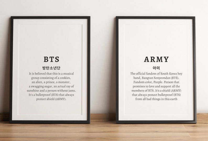 BTS BTS Definition BTS Printable Decoration, Instant Download, Black ...