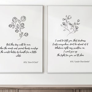 BTS QUOTES| Set of 6, Printable Art Wall, Instant Download, KPOP Quote ...
