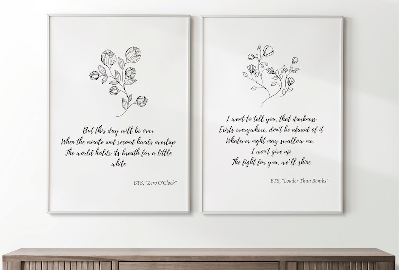 BTS QUOTES Set of 6 Printable Art Wall Instant Download - Etsy