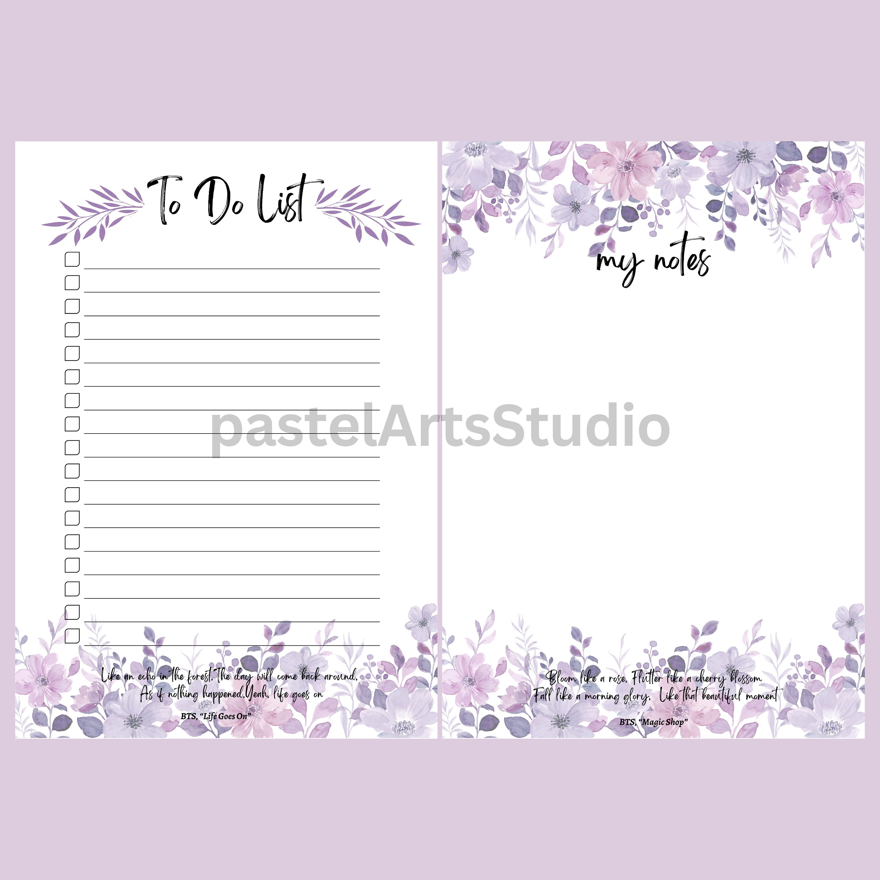 BTS Quote Paper Template, BTS Printable Writing Paper, BTS Printable ...