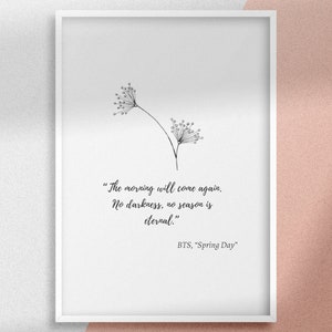 BTS QUOTES| Set of 6, Printable Art Wall, Instant Download, KPOP Quote ...