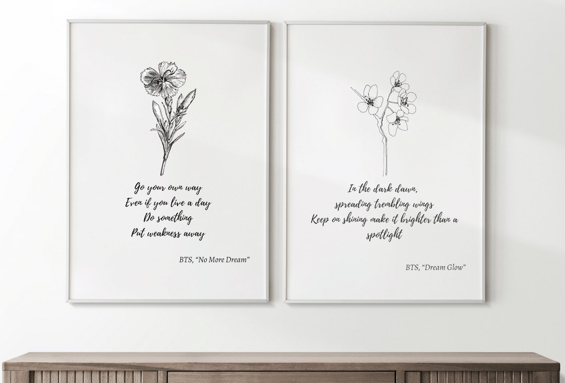 BTS QUOTES Set of 6 Printable Art Wall Instant Download - Etsy