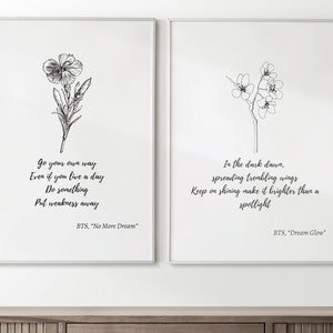 BTS QUOTES| Set of 6, Printable Art Wall, Instant Download, KPOP Quote ...