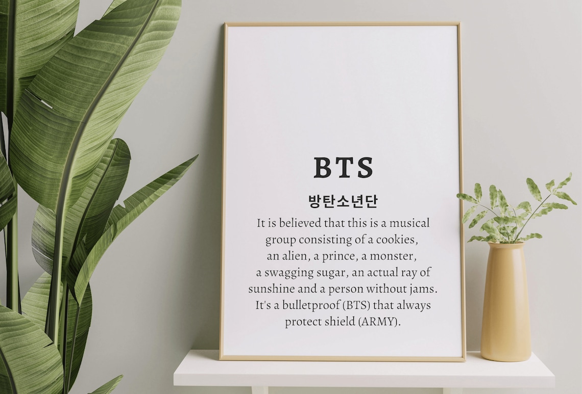 BTS BTS Definition BTS Printable Decoration, Instant Download, Black ...