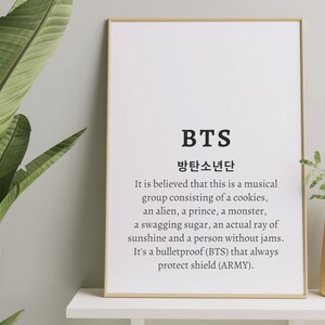 BTS | BTS Definition | BTS Printable Decoration, Instant Download ...
