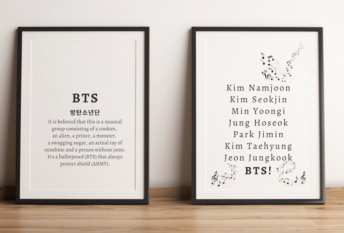BTS BTS Definition BTS Printable Decoration, Instant Download, Black ...