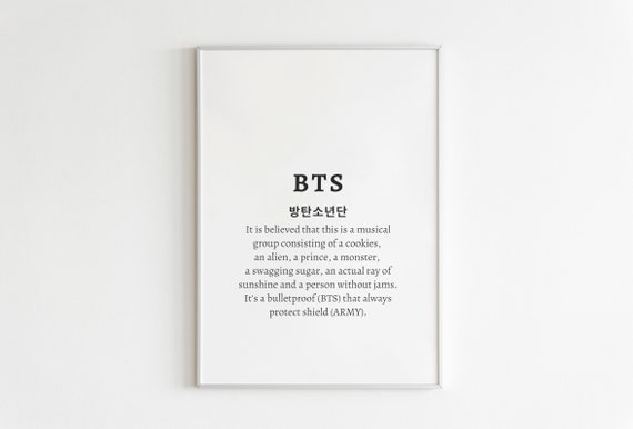 BTS BTS Definition BTS Printable Decoration Instant - Etsy Finland