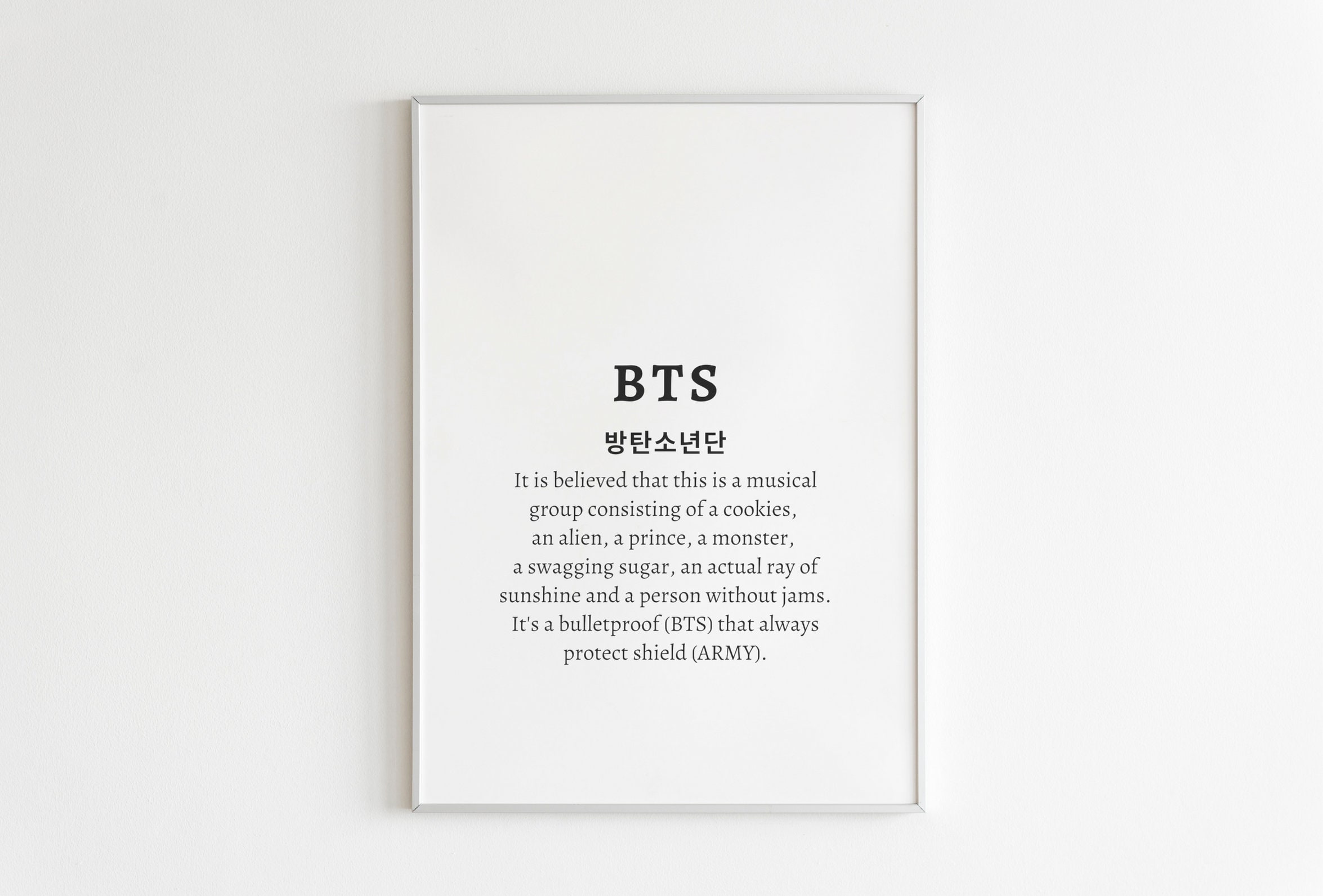 BTS BTS Definition BTS Printable Decoration, Instant Download, Black ...