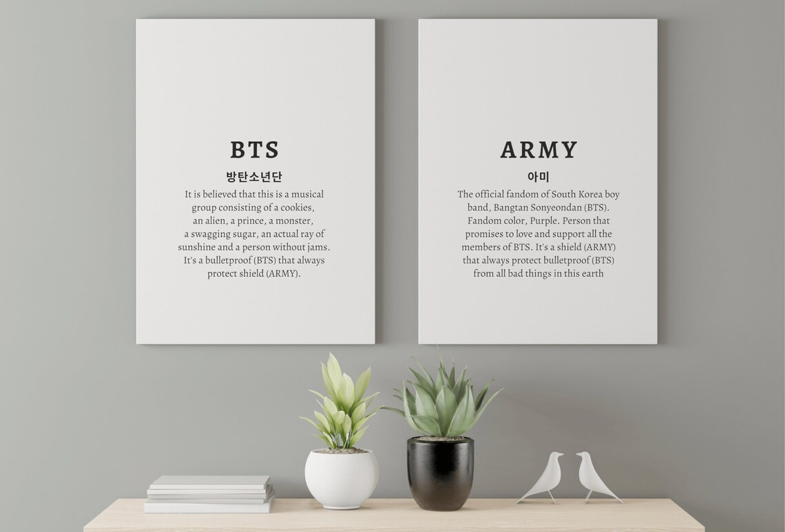 BTS BTS Definition BTS Printable Decoration, Instant Download, Black ...