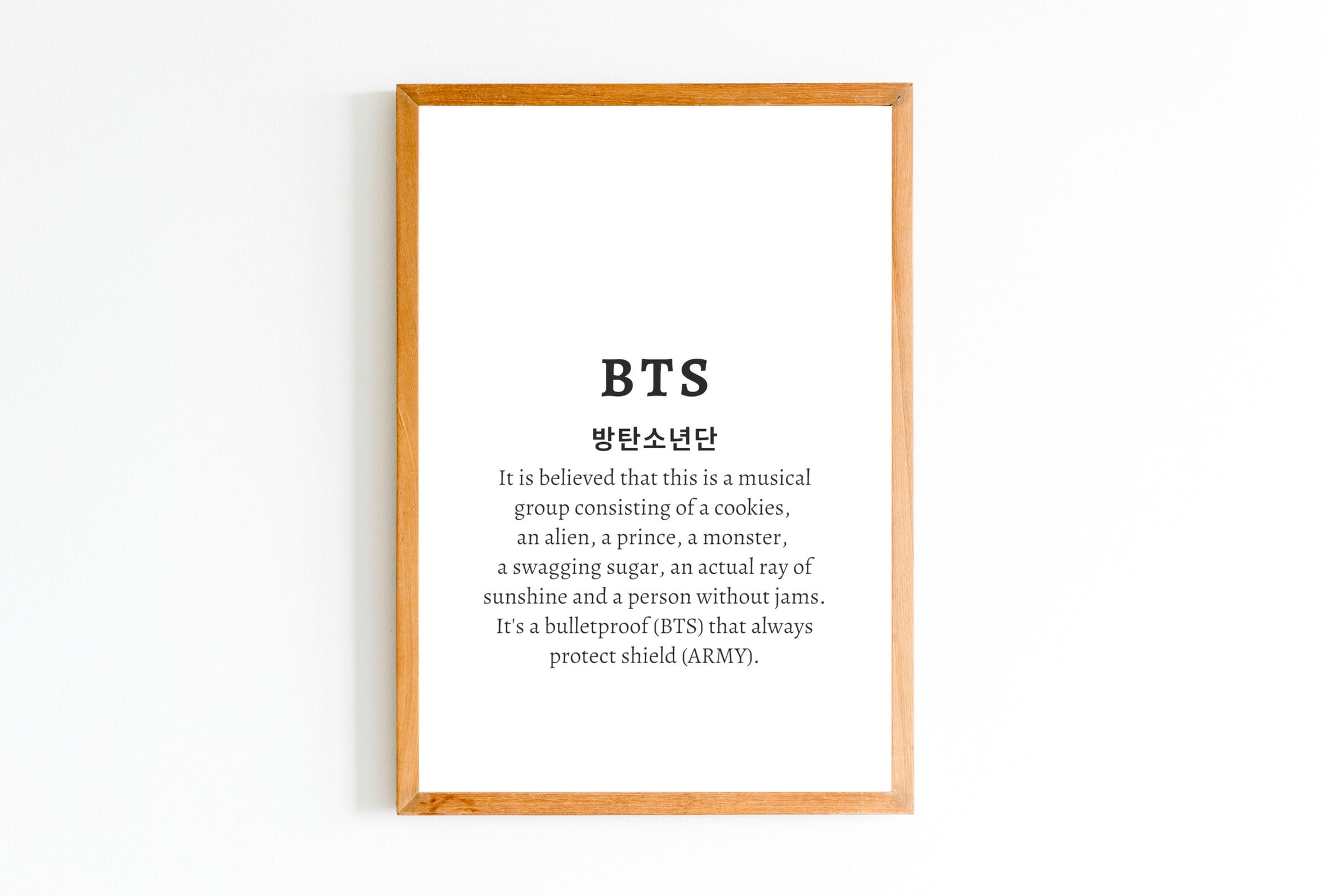 BTS BTS Definition BTS Printable Decoration, Instant Download, Black ...