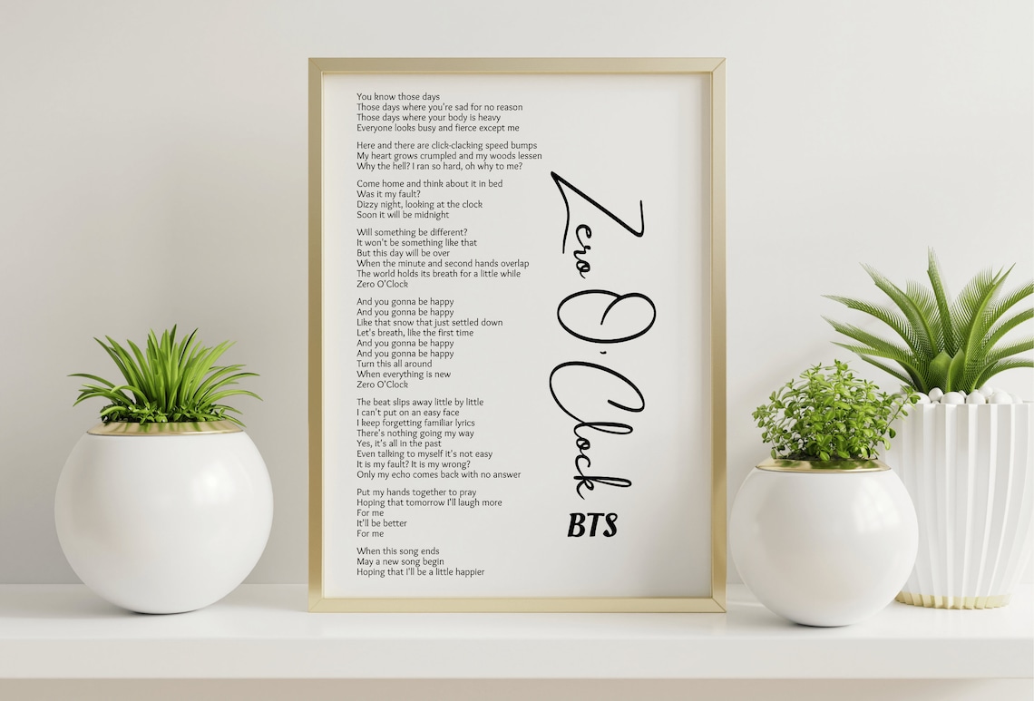 Zero O'clock BTS Song Lyrics BTS Decoration BTS - Etsy UK