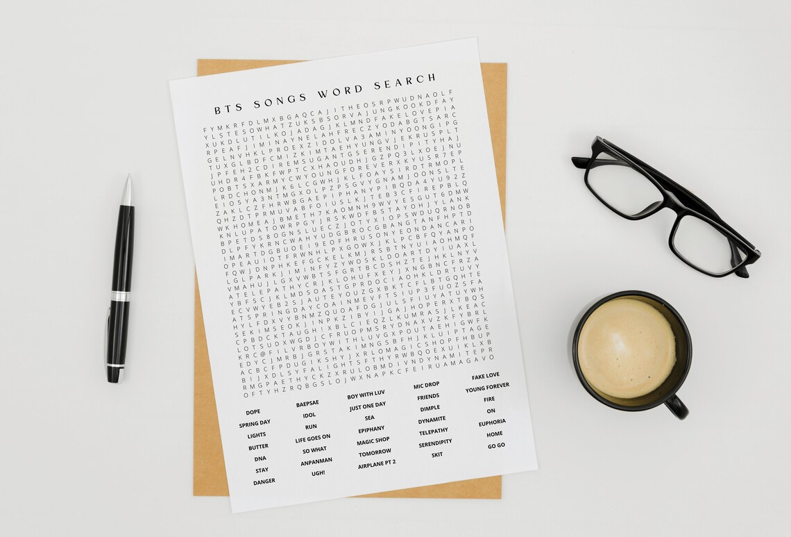 BTS Songs Word Search Puzzle BTS Printable, KPOP Printable, Instant ...