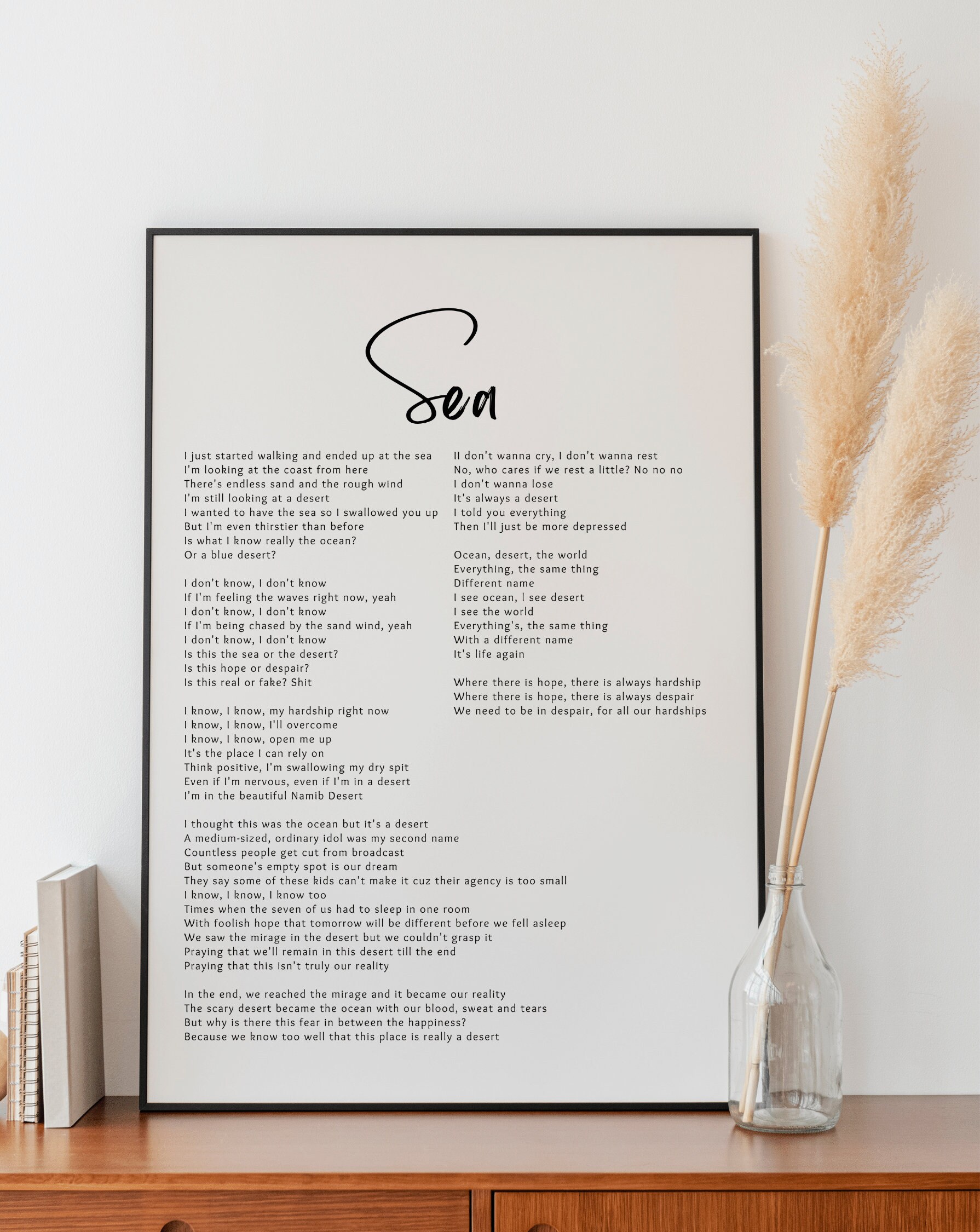 Sea BTS Song Lyric, Instant Download, Home Decoration, Minimalist ...