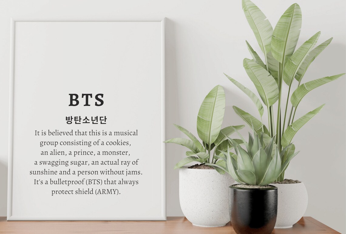 BTS BTS Definition BTS Printable Decoration, Instant Download, Black ...