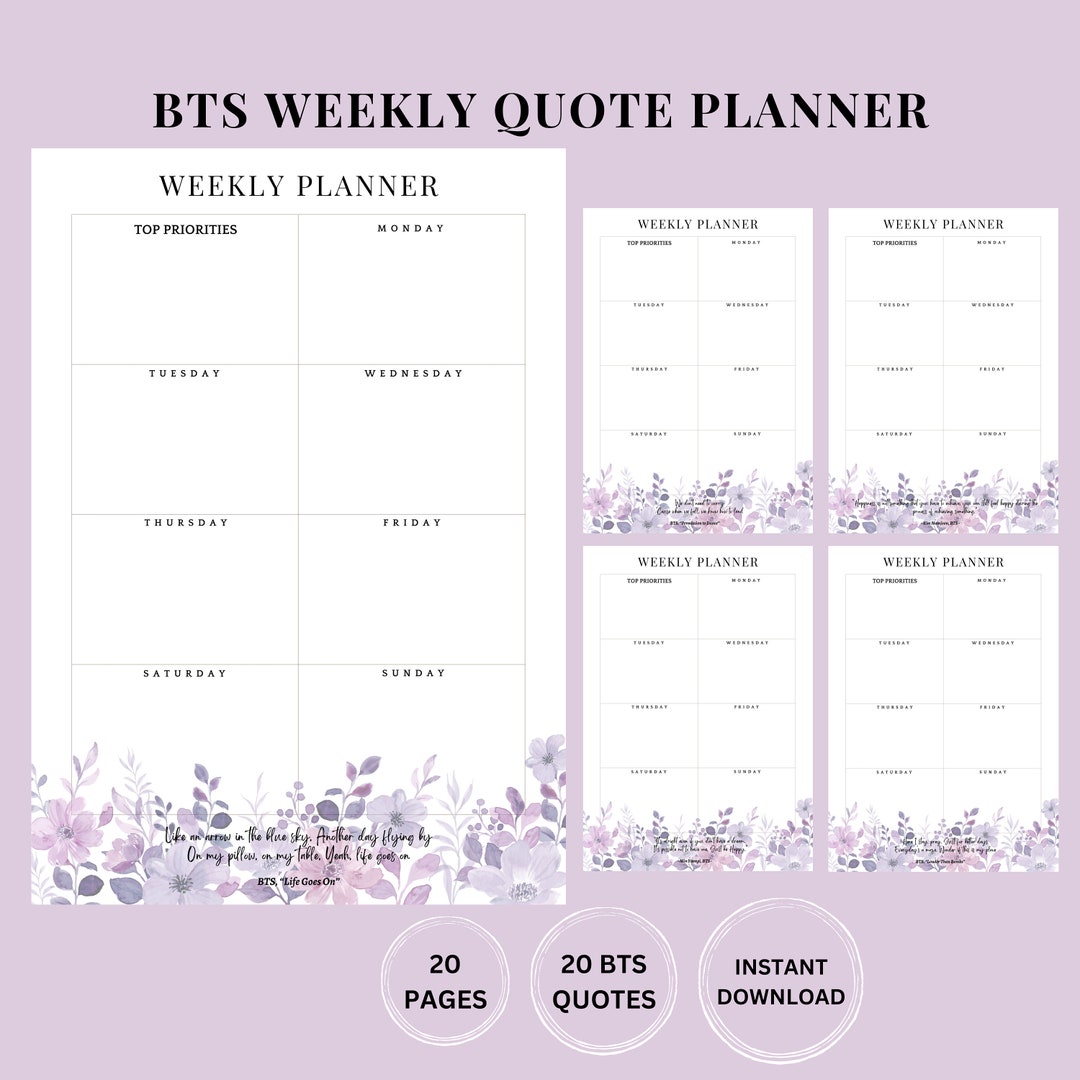 BTS Weekly Quote Planner | BTS Planner, Weekly Planner, Planner ...