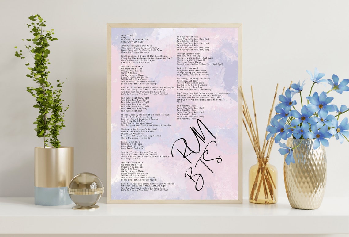 RUN BTS BTS Song Lyrics Proof Album 2022 Instant Download - Etsy Ireland