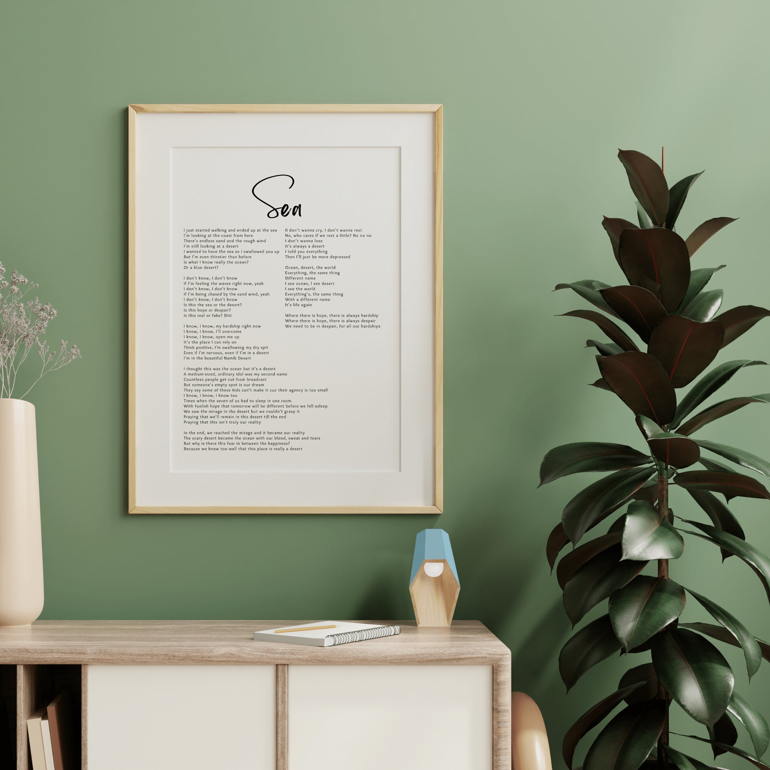 Sea BTS Song Lyric, Instant Download, Home Decoration, Minimalist ...