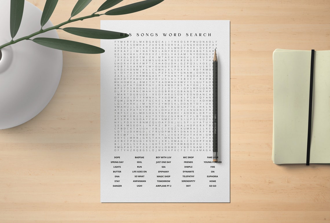 BTS Songs Word Search Puzzle BTS Printable, KPOP Printable, Instant ...
