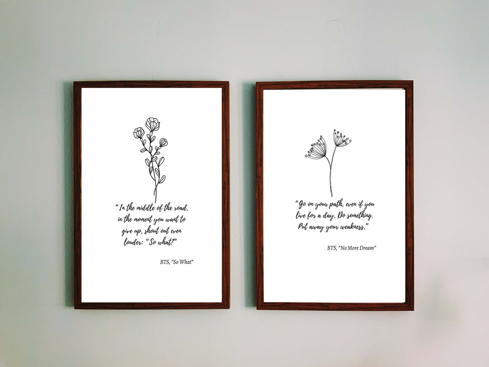 BTS QUOTES Set of 6 Printable Art Wall Instant Download - Etsy