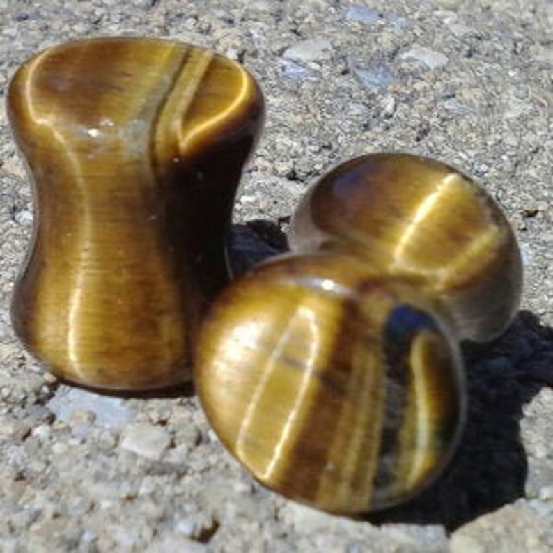 Tiger's Eye Stone Plugs Double Flared 1 Pair 6mm - Etsy