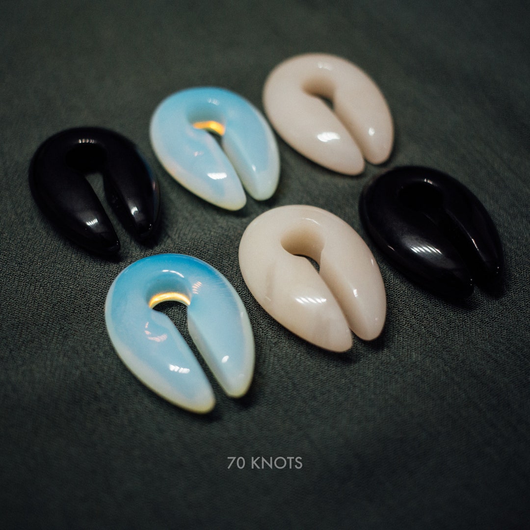 70 Knots Keyhole Hangers - Black Obsidian Stone, White Jade Stone or ...