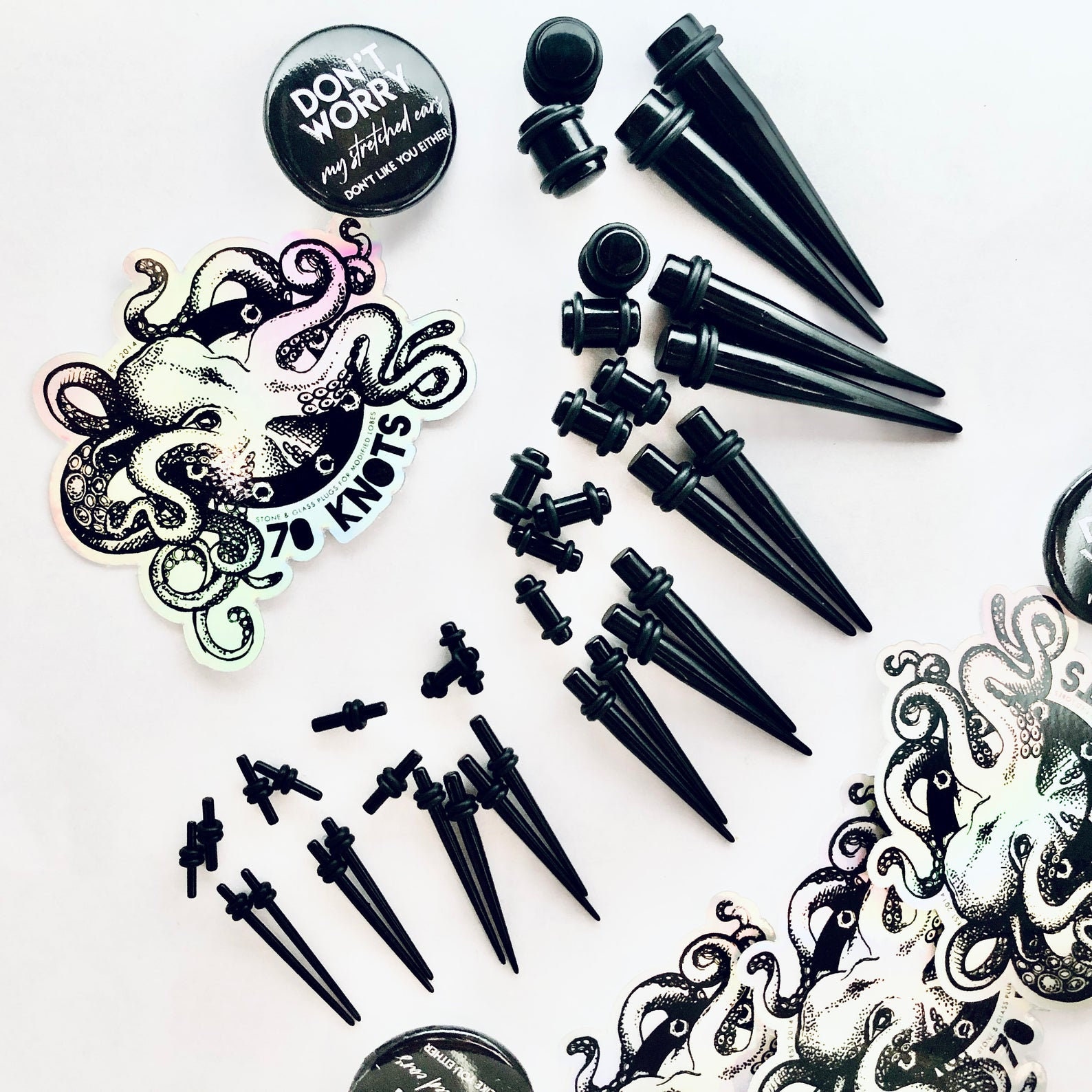 36 Piece Ear Stretching Taper Kit: 14G (1.6mm) to 00G (10mm), Black UV ...