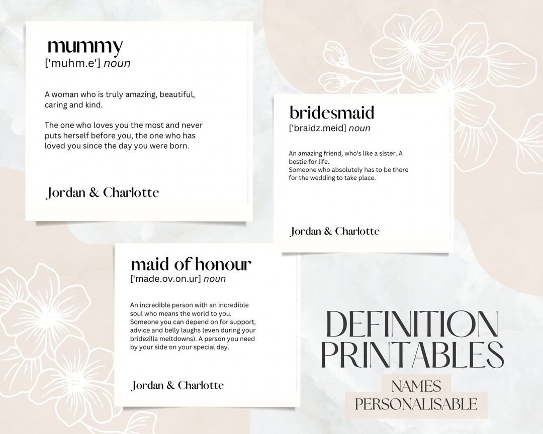 Definition Printables Names Personalisable Wedding Definitions Coat ...