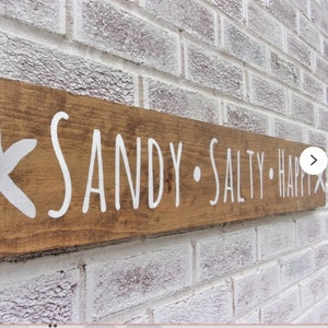 Sandy Salty Happy Sign, Beach Decor, Beach House Decorations, Beach ...