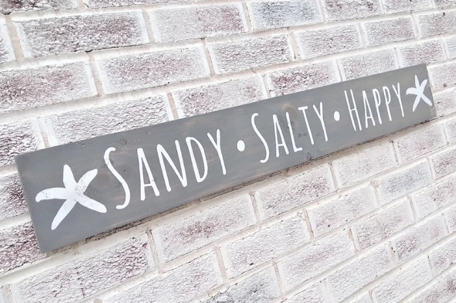 Sandy Salty Happy Sign, Beach Decor, Beach House Decorations, Beach ...