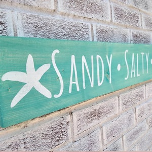 Sandy Salty Happy Sign, Beach Decor, Beach House Decorations, Beach ...