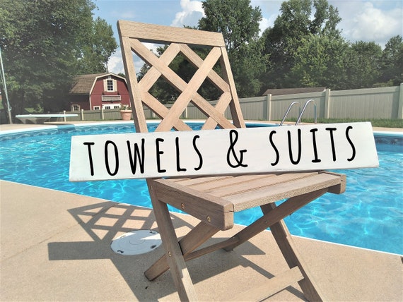 Towels and Suits sign pool towels sign swimming pool signs | Etsy