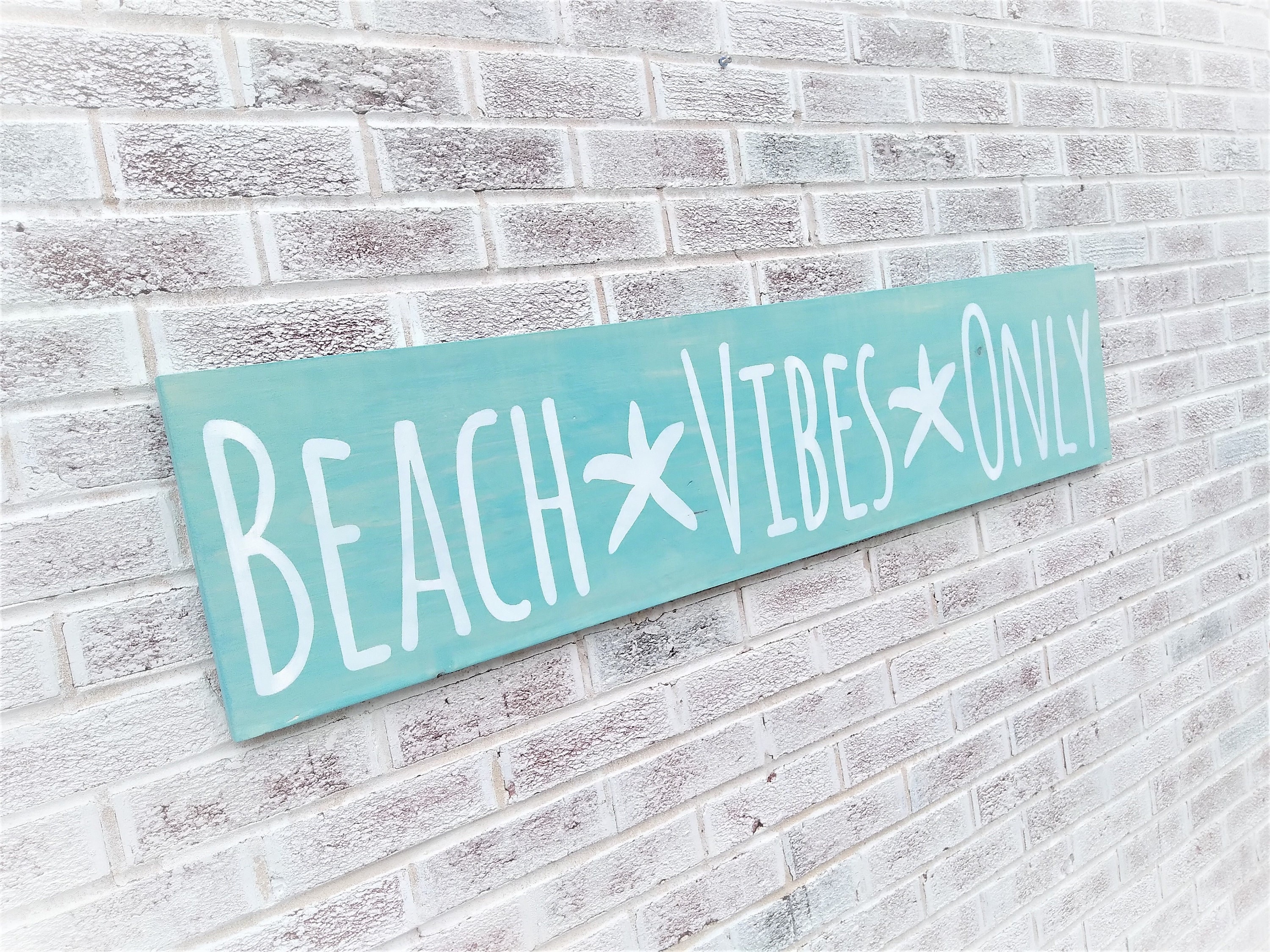 Beach Vibes Only Sign Starfish Decor Beach House Signs - Etsy
