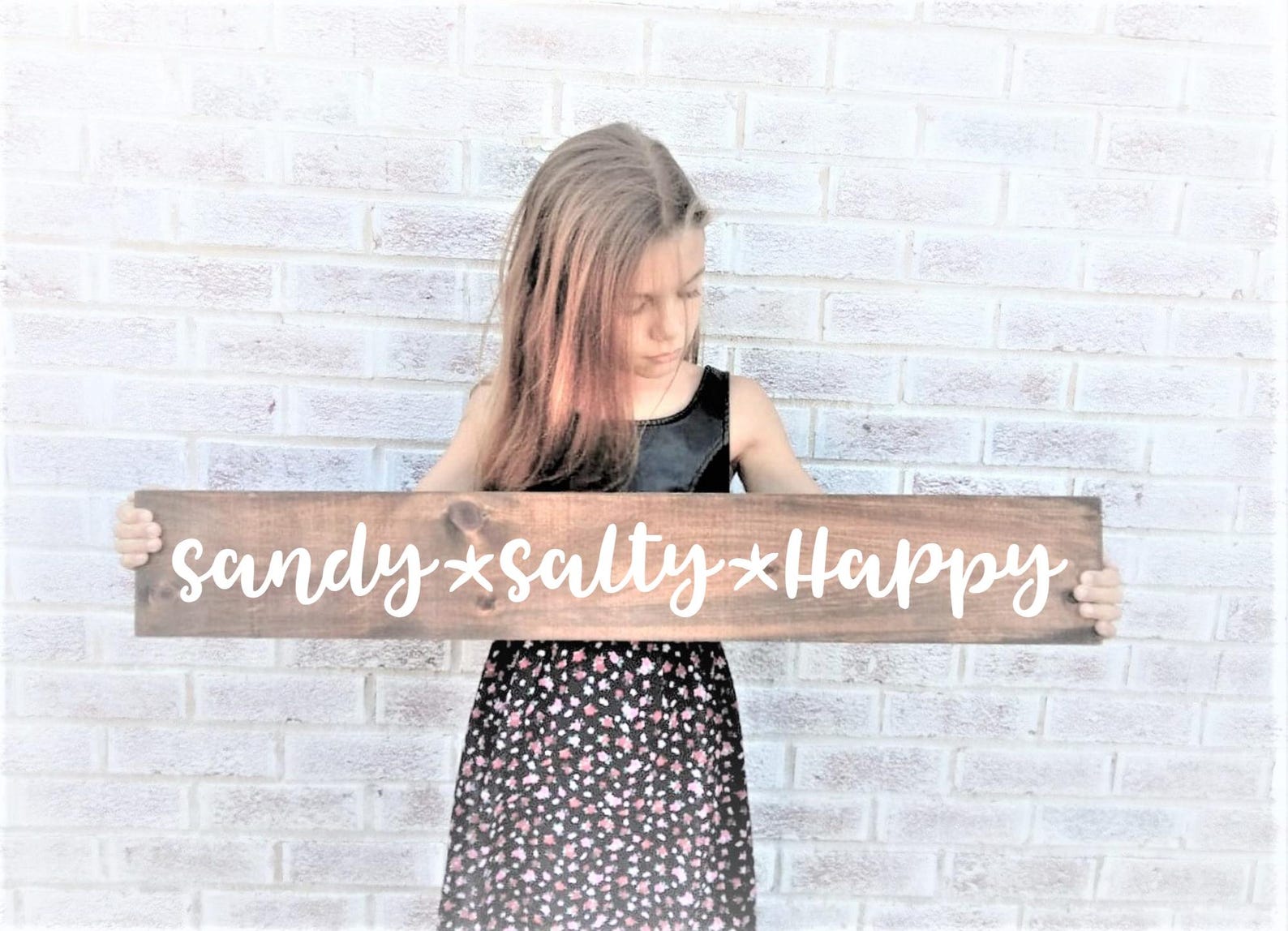 Sandy Salty Happy Sign, Beach Decor, Beach House Decorations, Beach ...