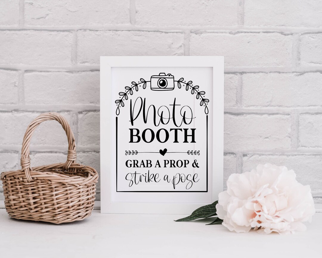 Photo Prop Sign, Grab a Prop and Strike a Pose, Wedding Printables ...