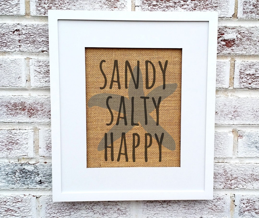 Sandy Salty Happy Sign, Beach Decor, Beach House Decorations, Beach ...