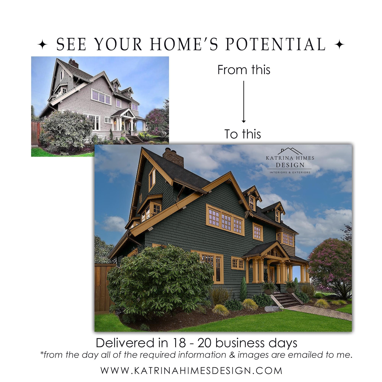 EXTERIOR Paint & Materials DESIGN Service | Standard Turnaround | 1 ...