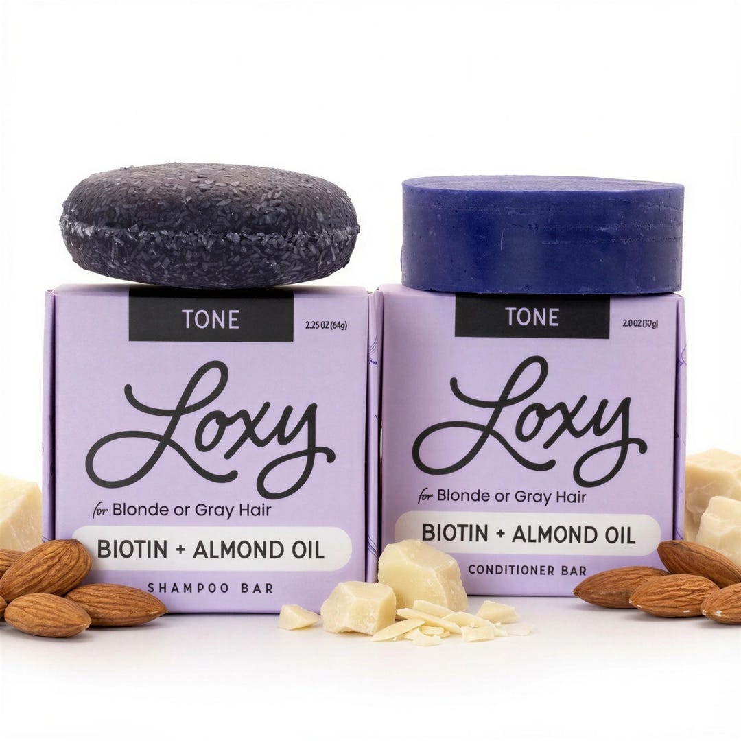 Loxy Hair | Tone: Purple Shampoo Bar & Conditioner Bar Set With Biotin ...