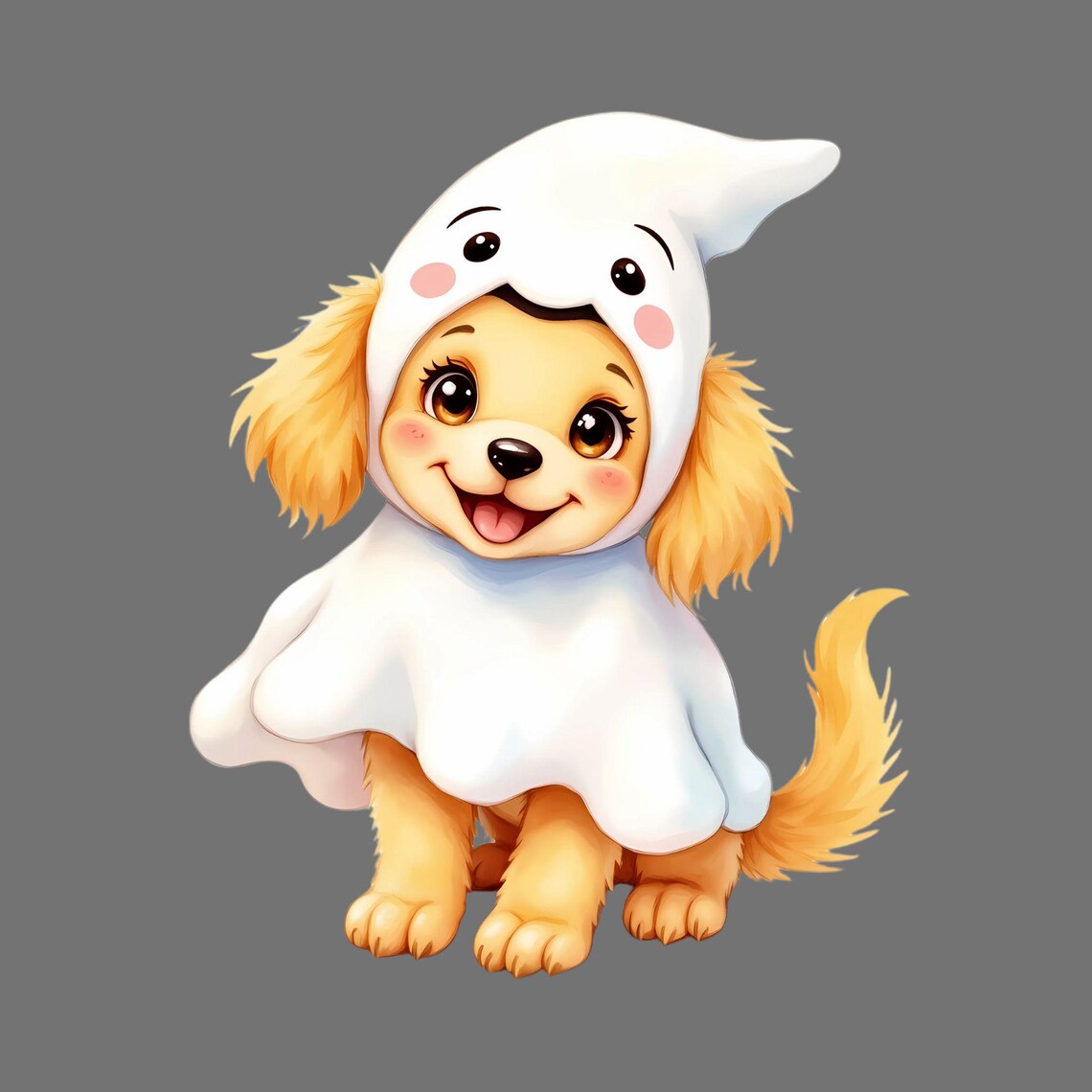 Ghost Dog Halloween Clipart | Adorable Puppies in Ghost Outfits | Cute ...