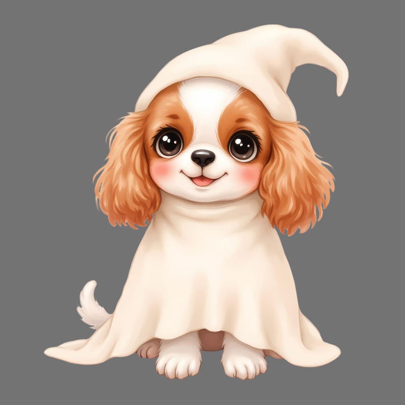 Ghost Dog Halloween Clipart | Adorable Puppies in Ghost Outfits | Cute ...