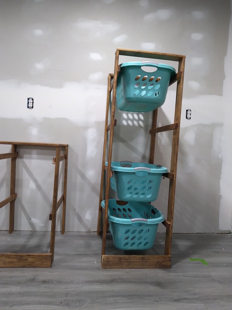 4 High Finished Laundry Basket Holder, Laundry Basket Organizer ...