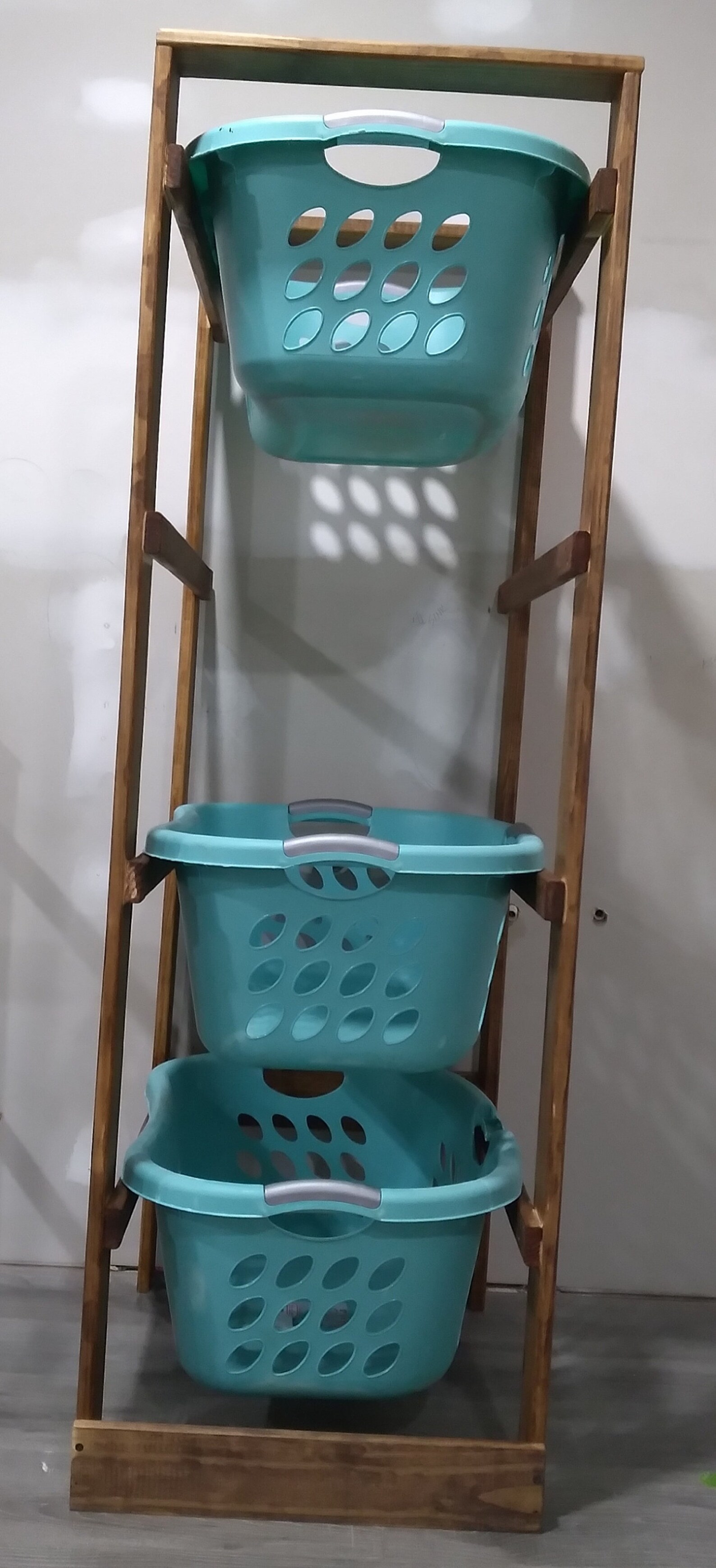 Farmhouse Laundry Basket Holder, Laundry Basket Organizer, Compact ...