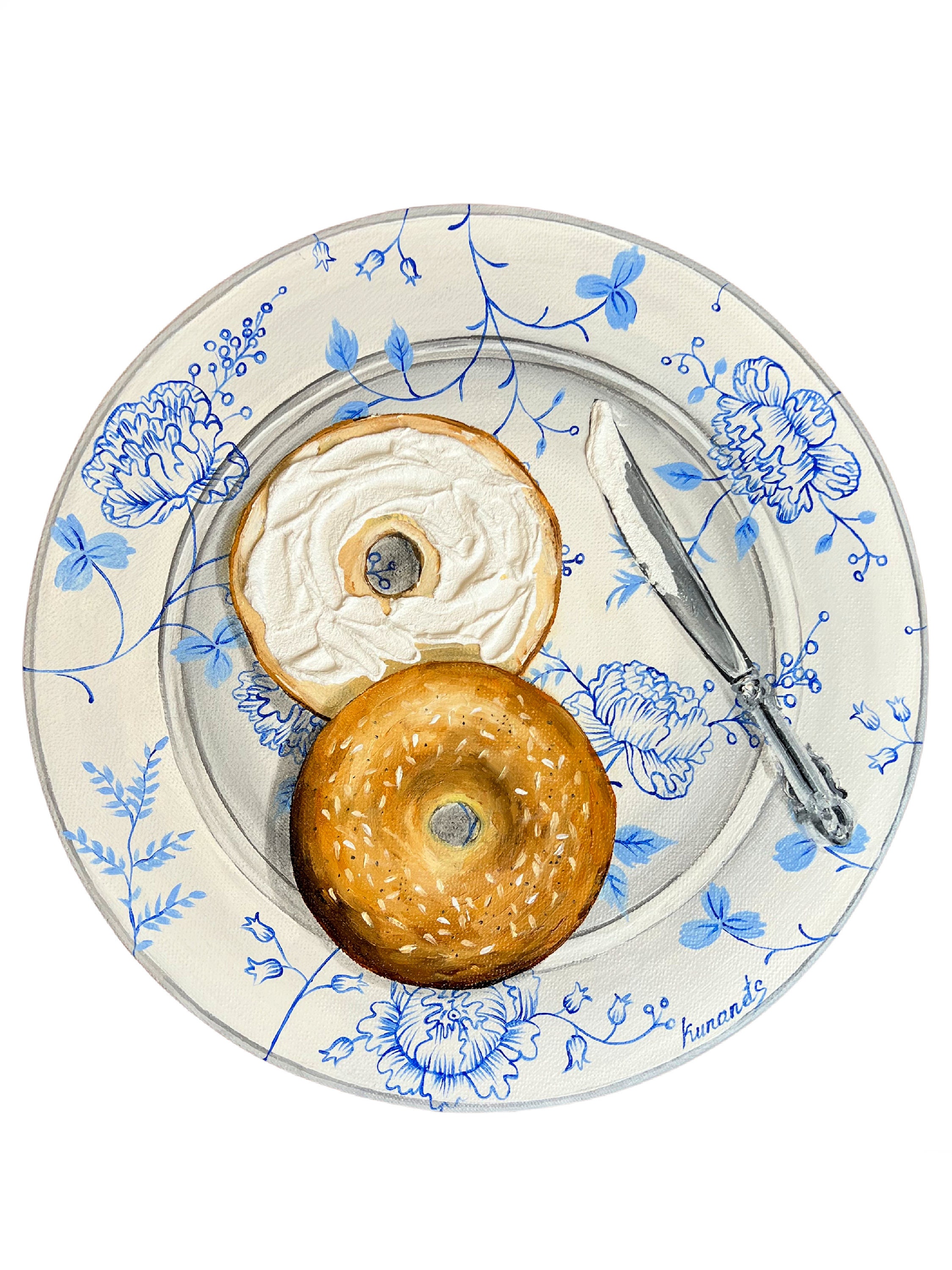 Bagel Oil Painting - Etsy