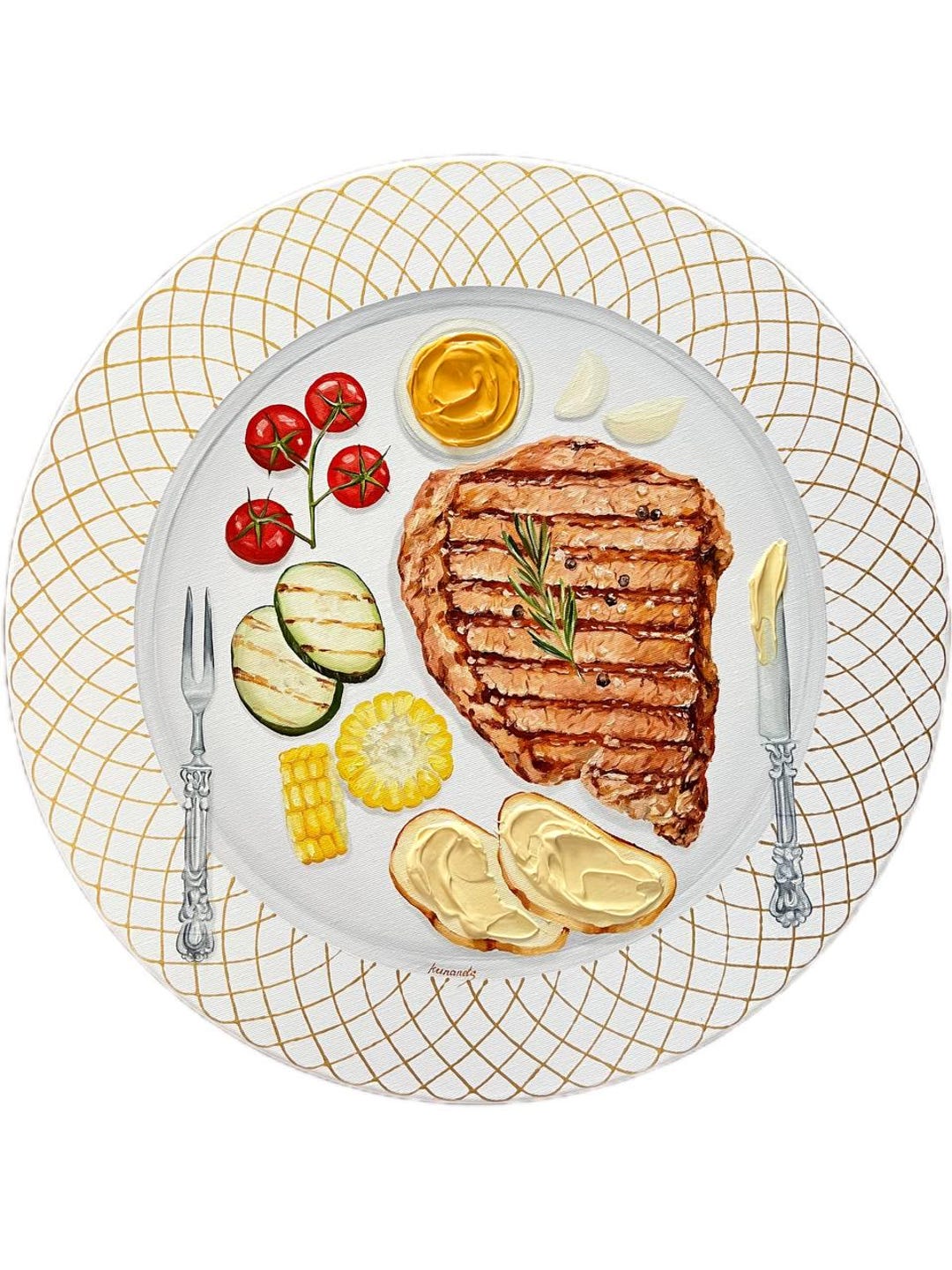 Steak Painting R Art Steakhouse Decor Barbecue Painting on Canvas Meat ...