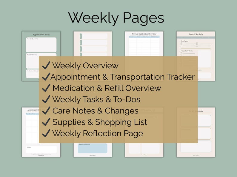 Caregiver Planner Bundle | Daily & Weekly Elder Care (printable, Canva ...