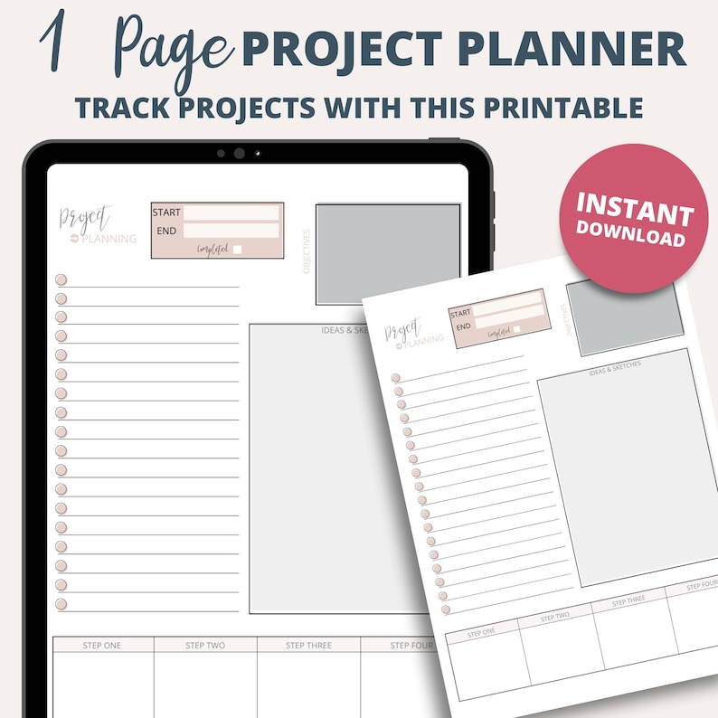 Printable Project Planner Page, Planner Layout, Digital Project Planner ...